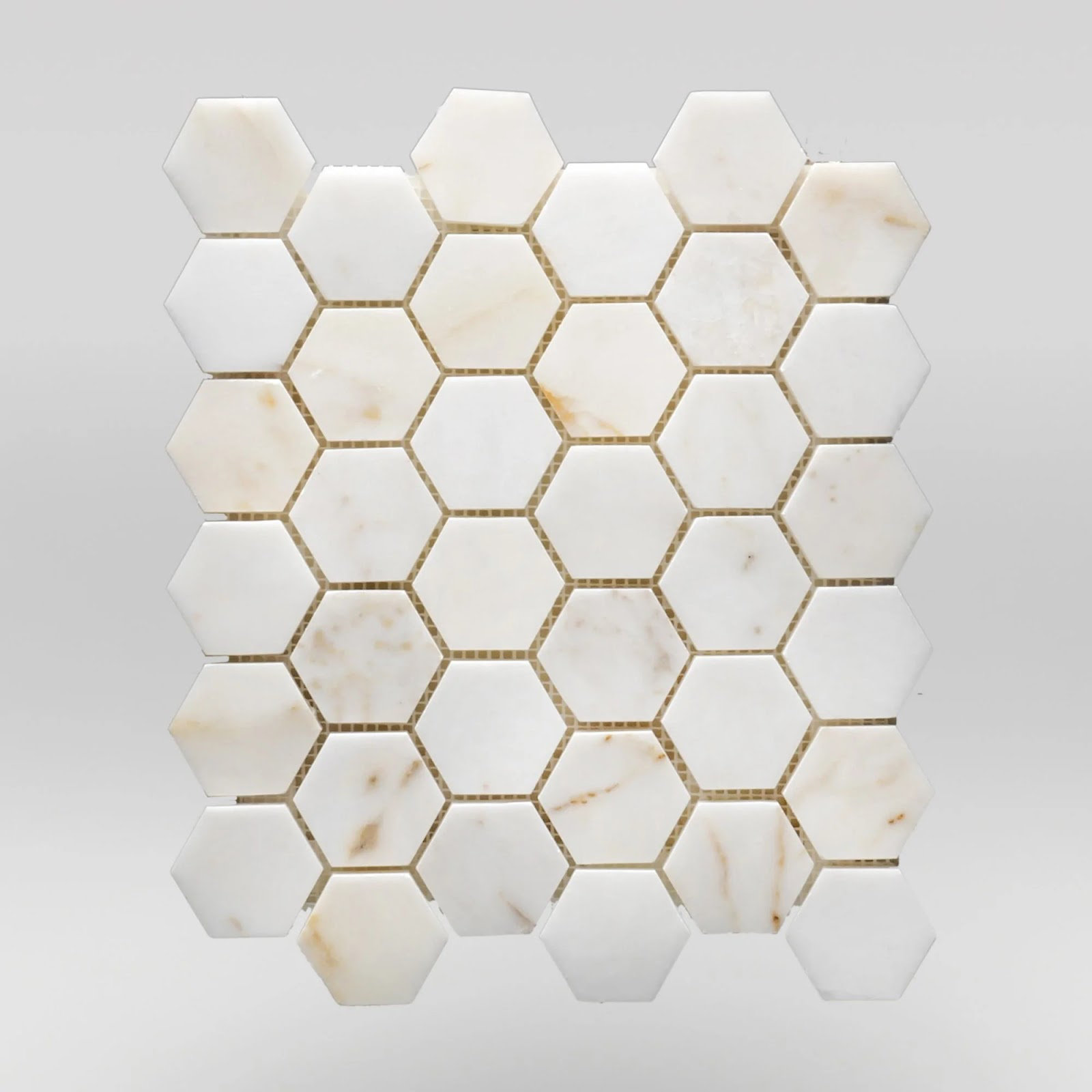 Tileville Afyon Sugar 2" x 2" Marble Natural Stone Honeycomb Wall ...