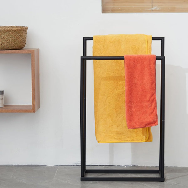 Rebrilliant Free Standing Towel Rack, 2 Tier Towel Racks For Bathroom ...