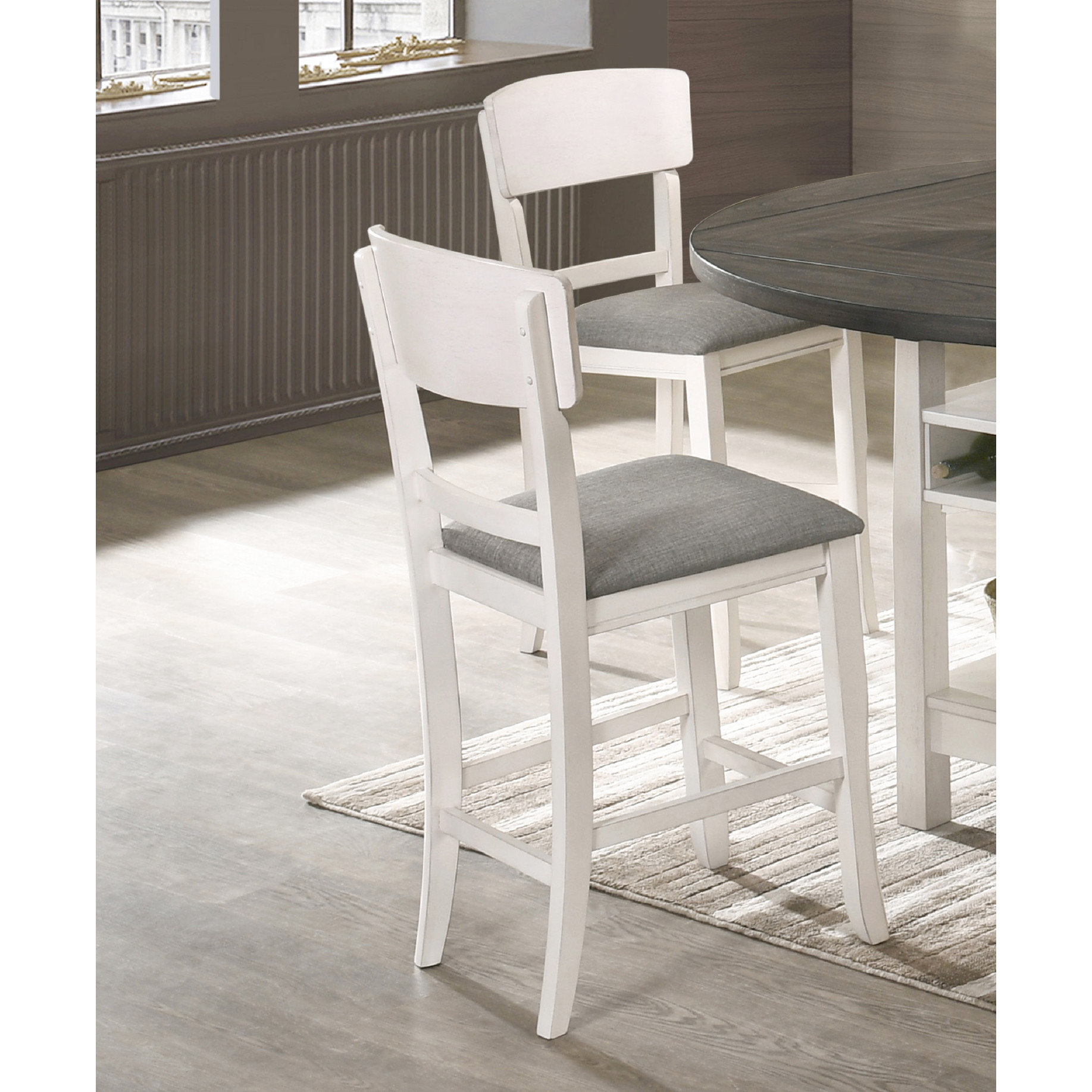 Gracie Oaks 2pc Counter Height Dining Chairs With Upholstered Seat And ...