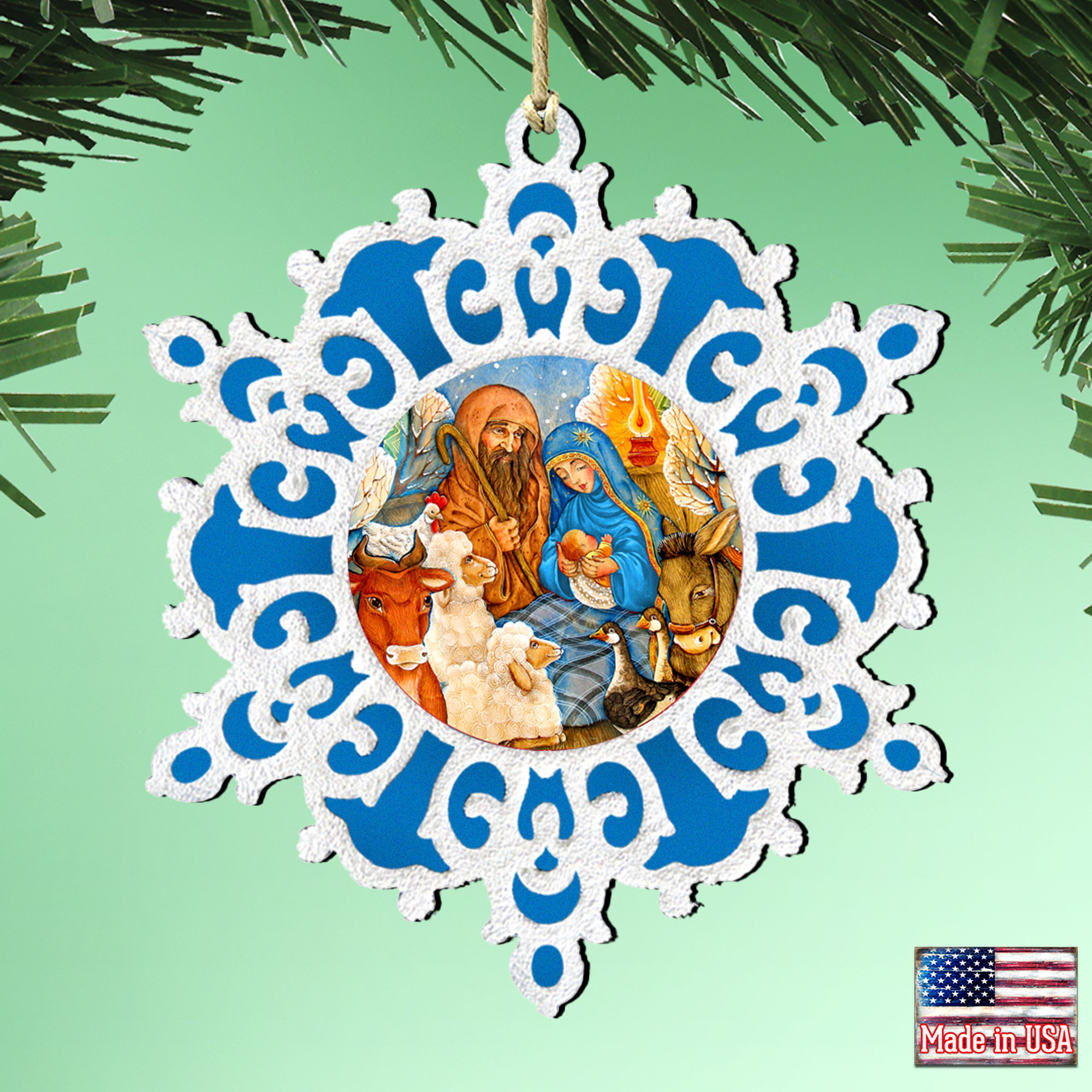 The Holiday Aisle® Tidaholm Nativity Show Flack Holiday Shaped Ornament ...