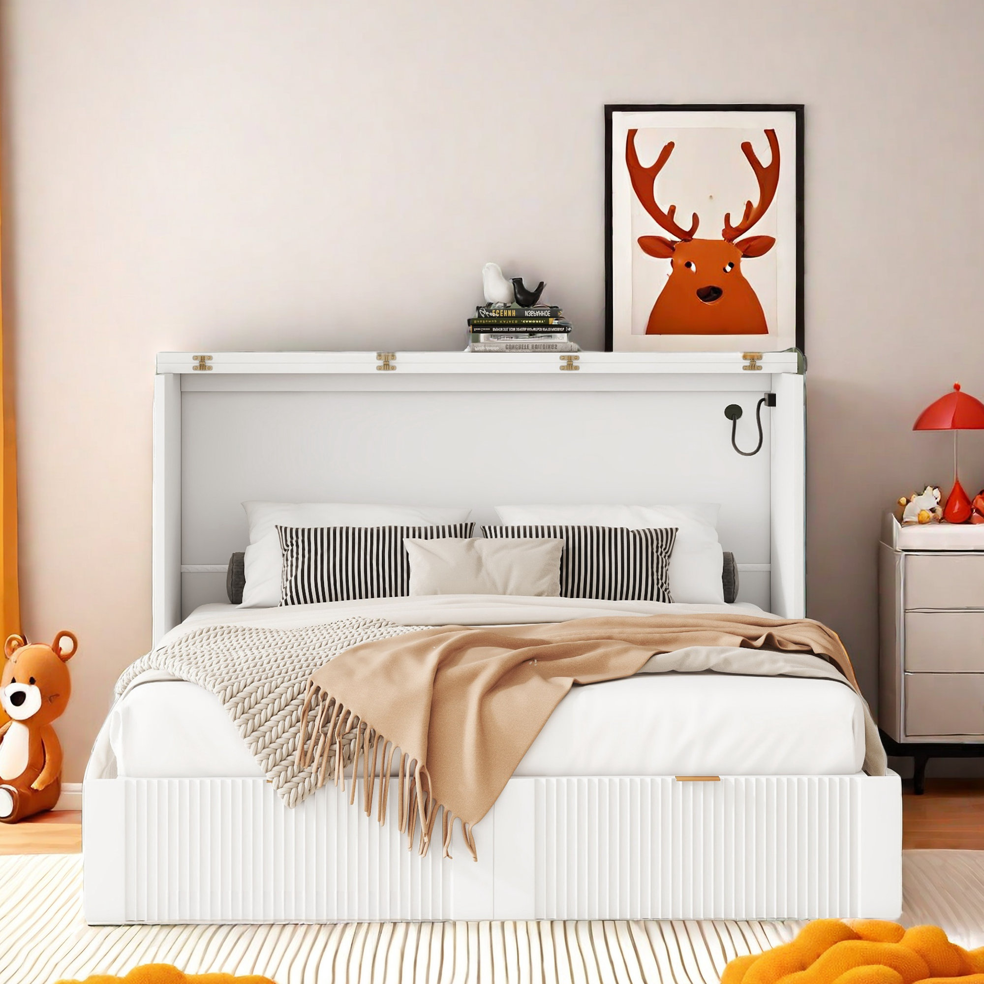 Wildon Home® Standice Murphy Storage Bed with Outlets and USB Ports ...