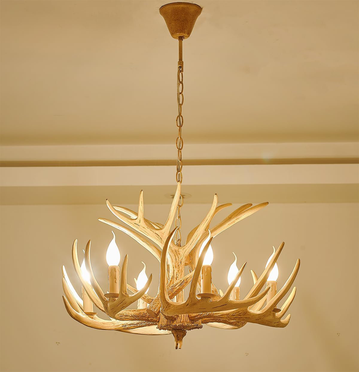 One Allium Way® Rustic Deer Antler Chandelier Lighting Fixture With 6 ...