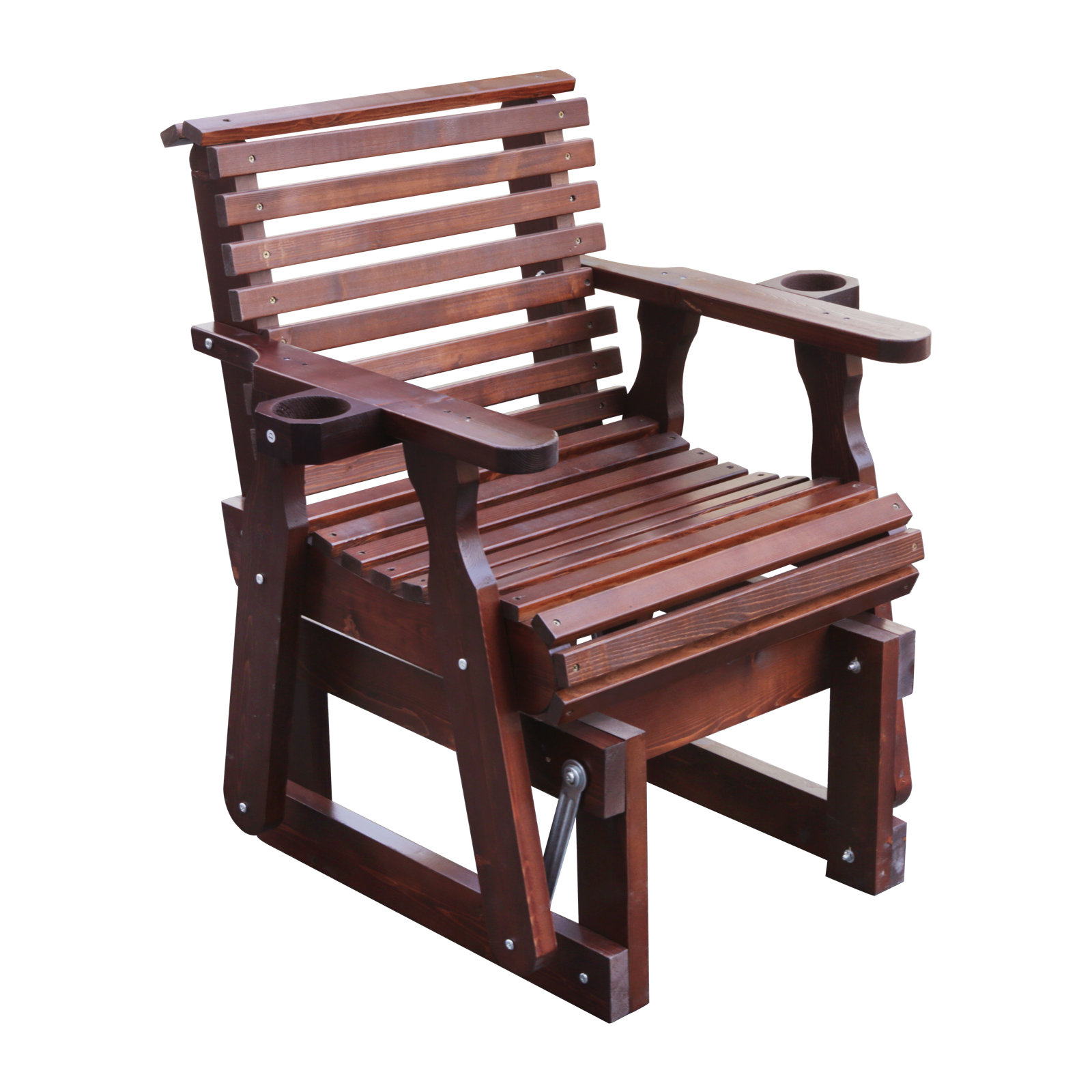 August Grove® Consetta Patio Glider With High Back And Deep Contoured Seater, Cupholder | Wayfair