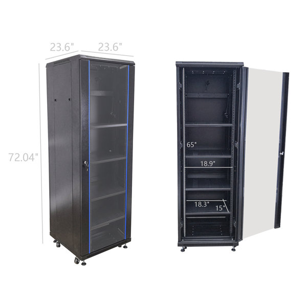 Inbox Zero Server AV Cabinet Audio Video Equipment Rack Lock Keys Metal ...