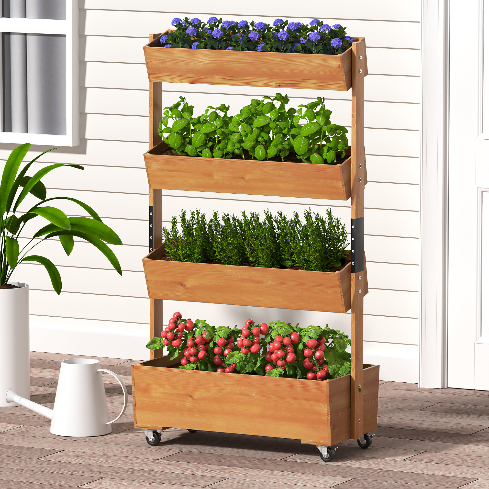 Millwood Pines Debruyne 4 Tier Wood Vertical Garden Raised Garden Bed ...