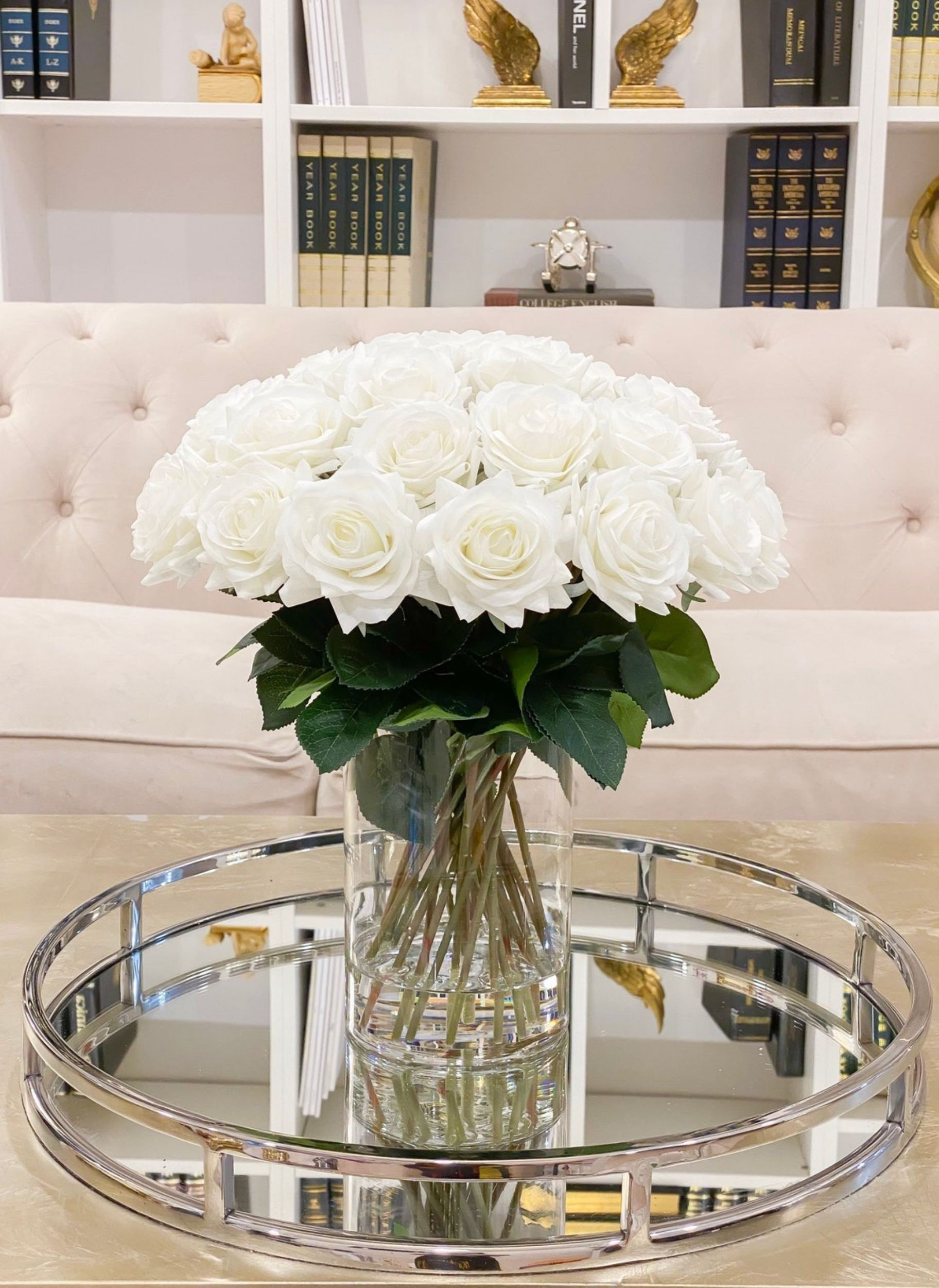 Flovery White Roses Stems - Large Real Touch White Roses - Faux Floral ...