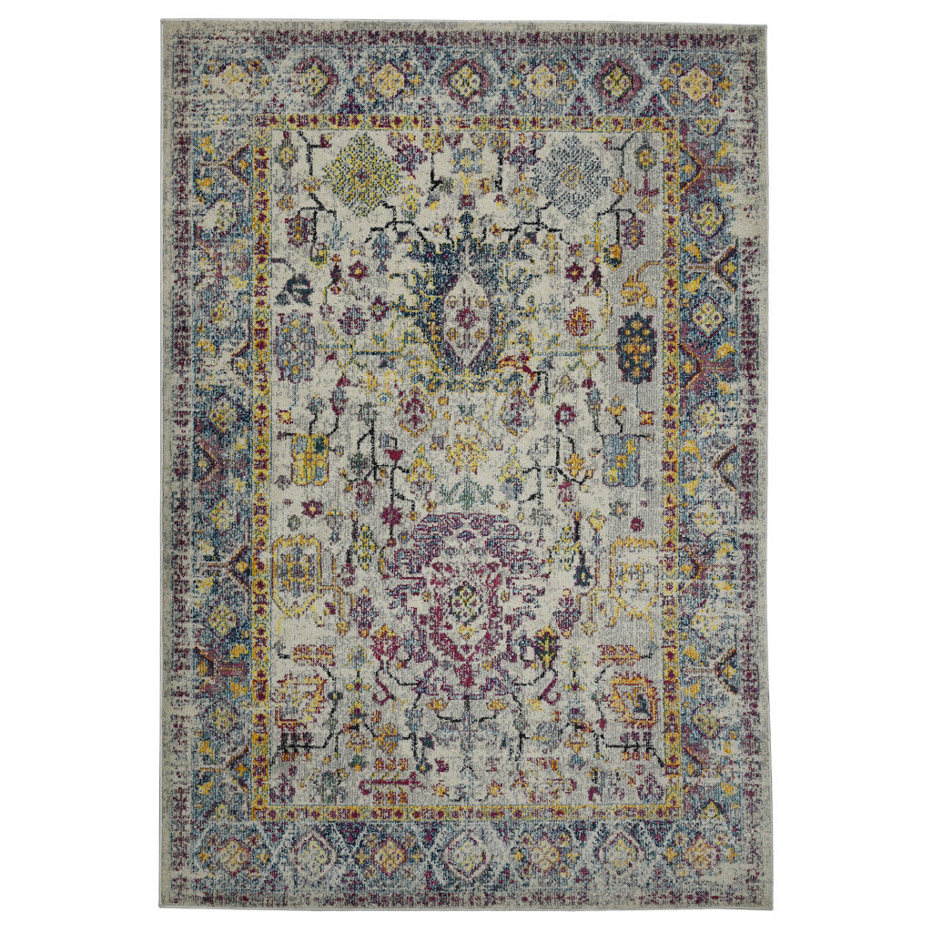 Hokku Designs 8' Gray Floral Power Loom Runner Rug | Wayfair