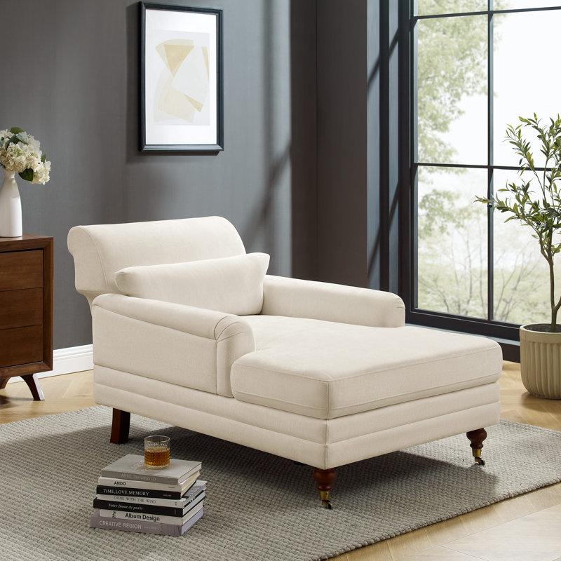 Charlton Home® Chenille Upholstered Chaise Lounge With Adjustable ...