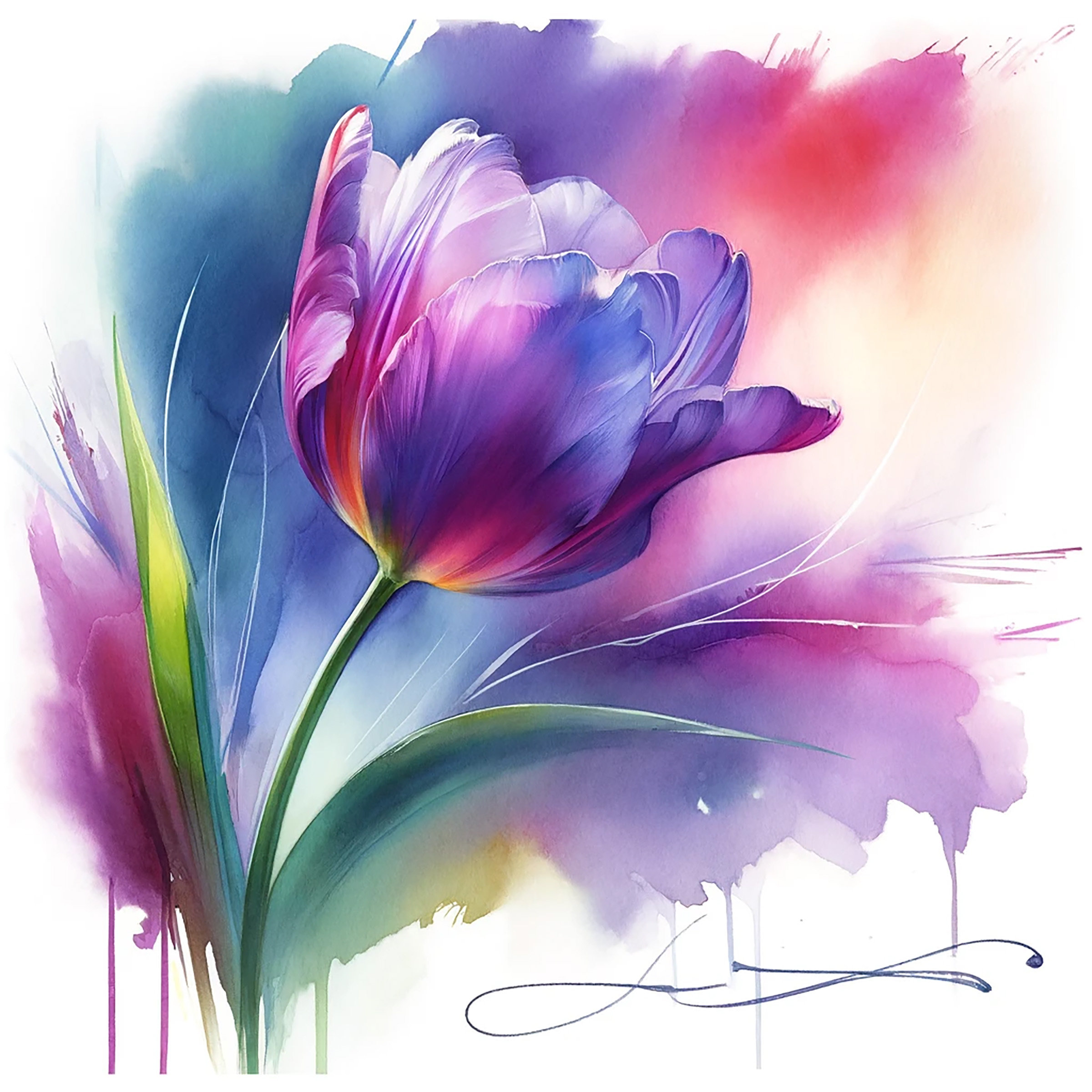 Wrought Studio™ Radiant Tulip Burst Wrapped Canvas Art Print | Wayfair