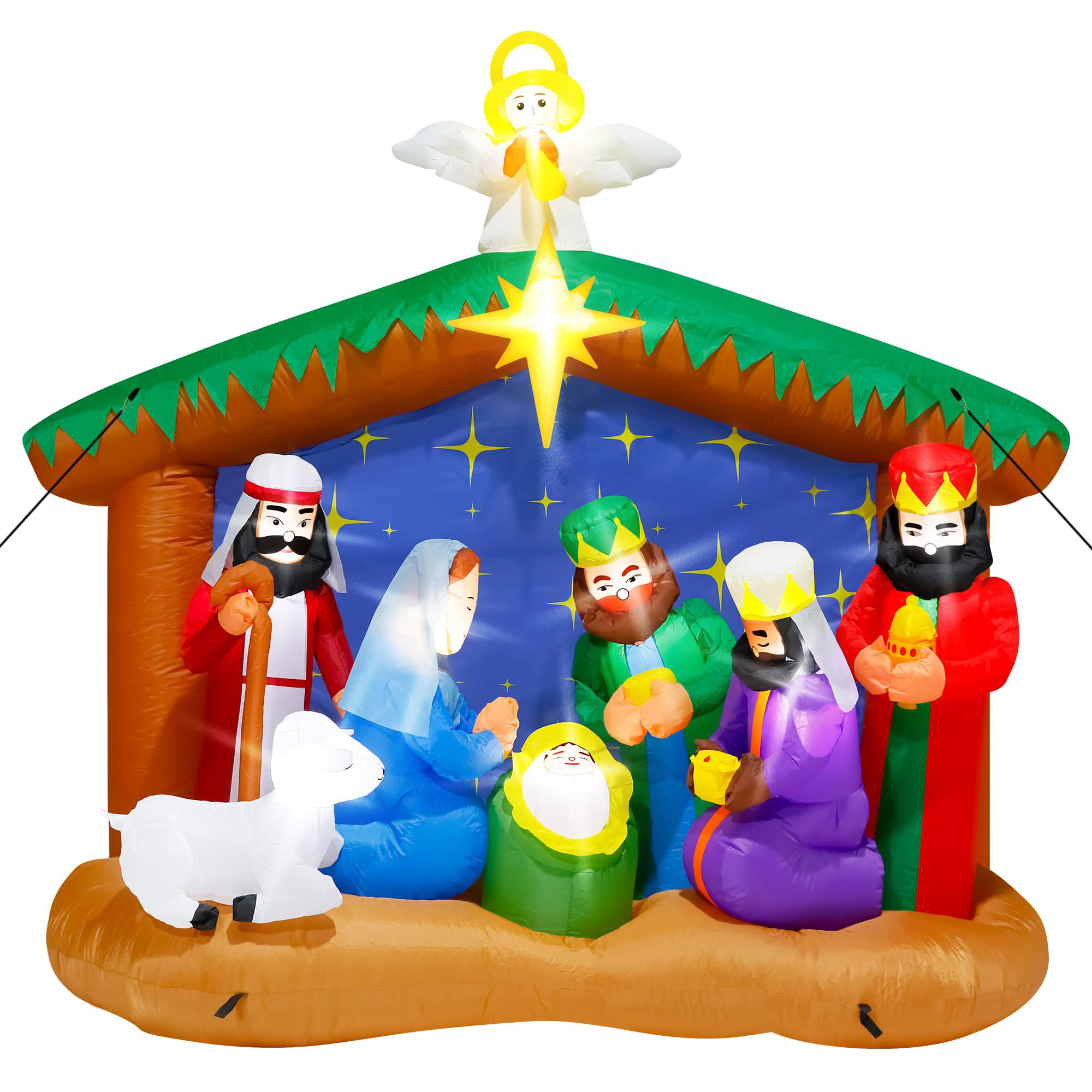 One Allium Way® 8FT Christmas Inflatables Nativity Scene, Blow Up ...