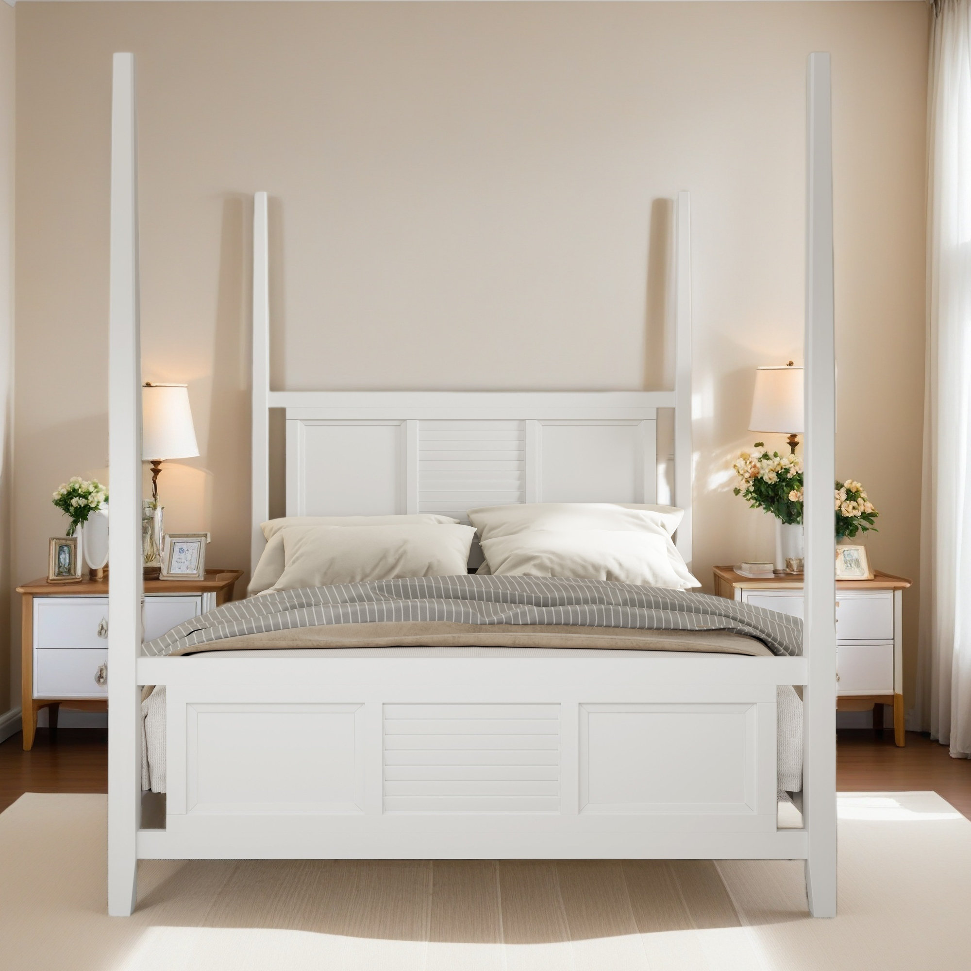 Lark Manor™ Traditional Solid Wood Four Poster Bed With Horizontal ...