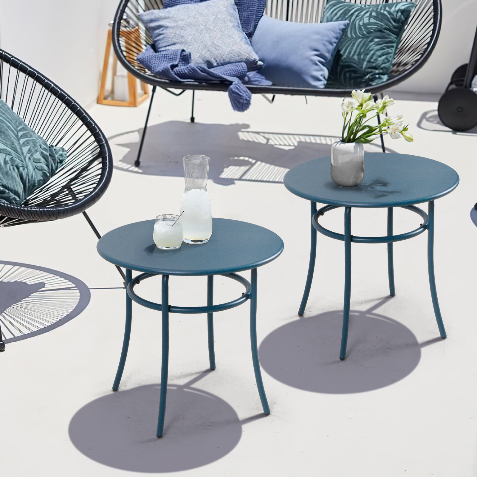 Winston Porter 2 Pcs Round Side Table For Patio, Elegant Design Small ...