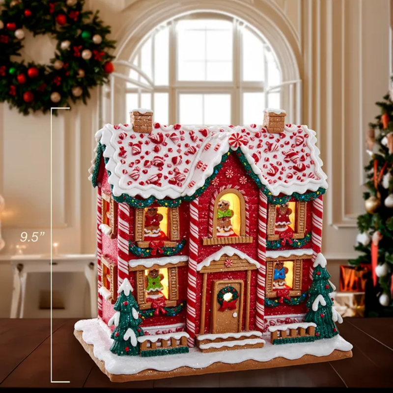 Kurt Adler Gingerbread LED with Music Box Christmas Village & Reviews ...