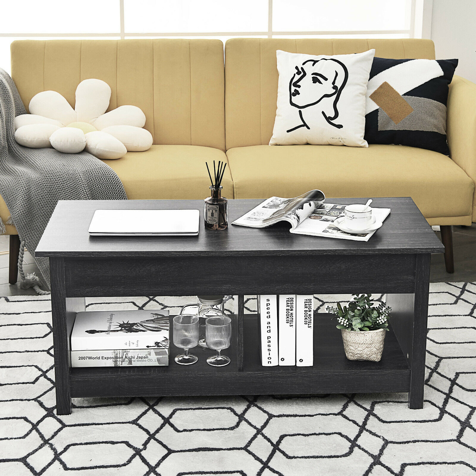 Red Barrel Studio® Lift Top Coffee Table W/ Hidden Storage Compartment ...