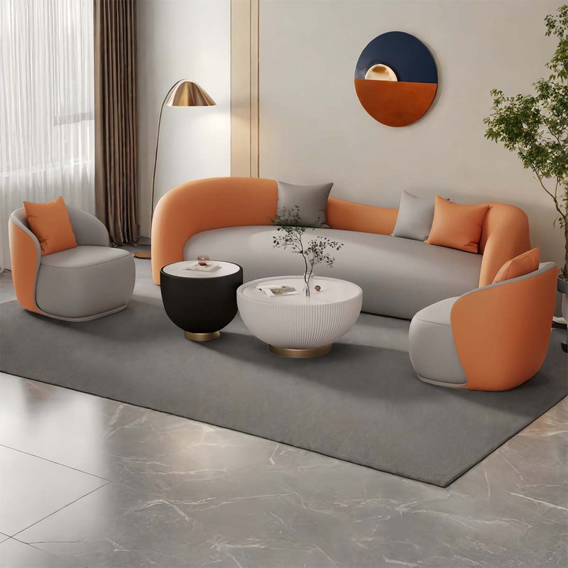 Everly Quinn Orange and grey reception sofa set | Wayfair