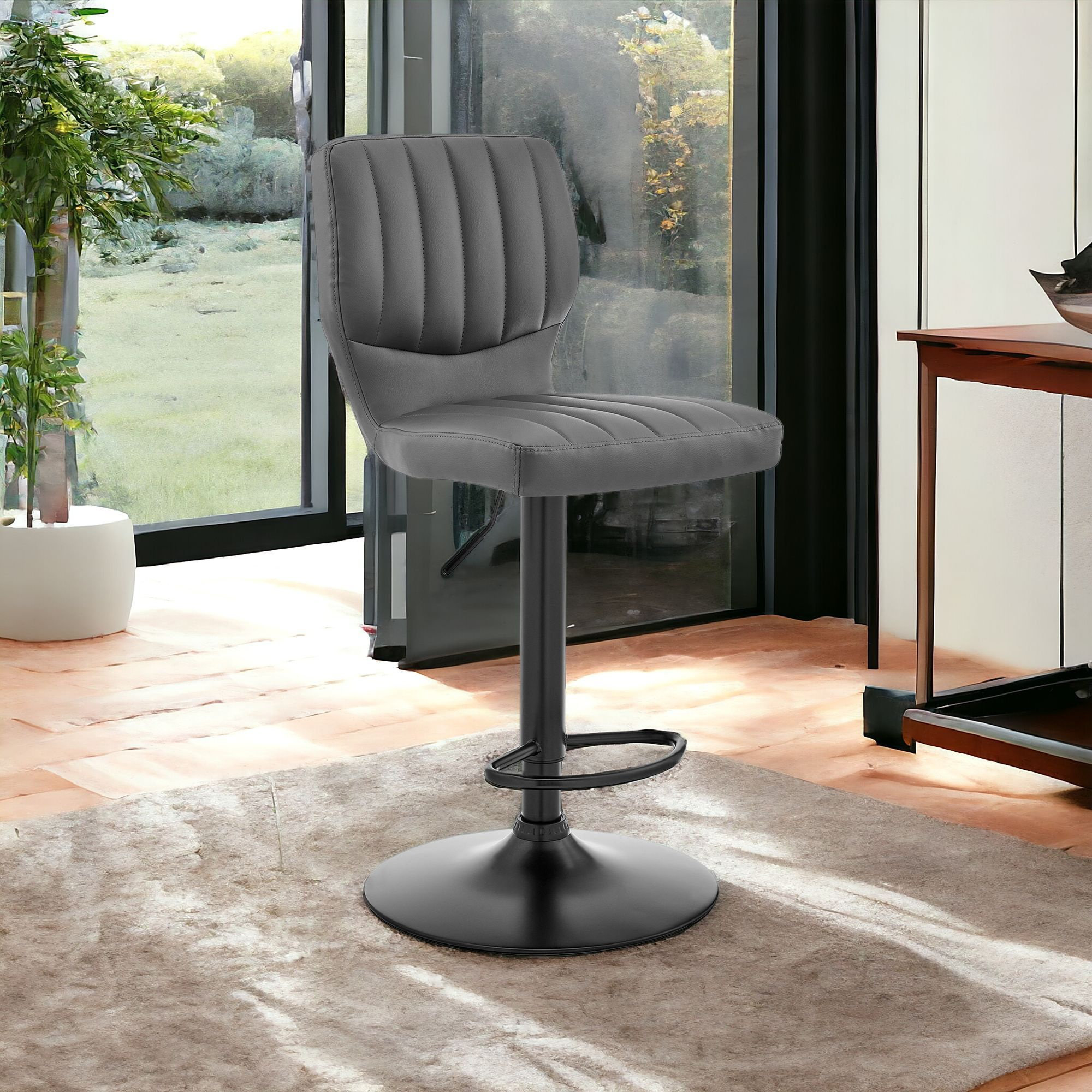 Hokku Designs Zimal Swivel Upholstered Adjustable Height Counter Stool ...
