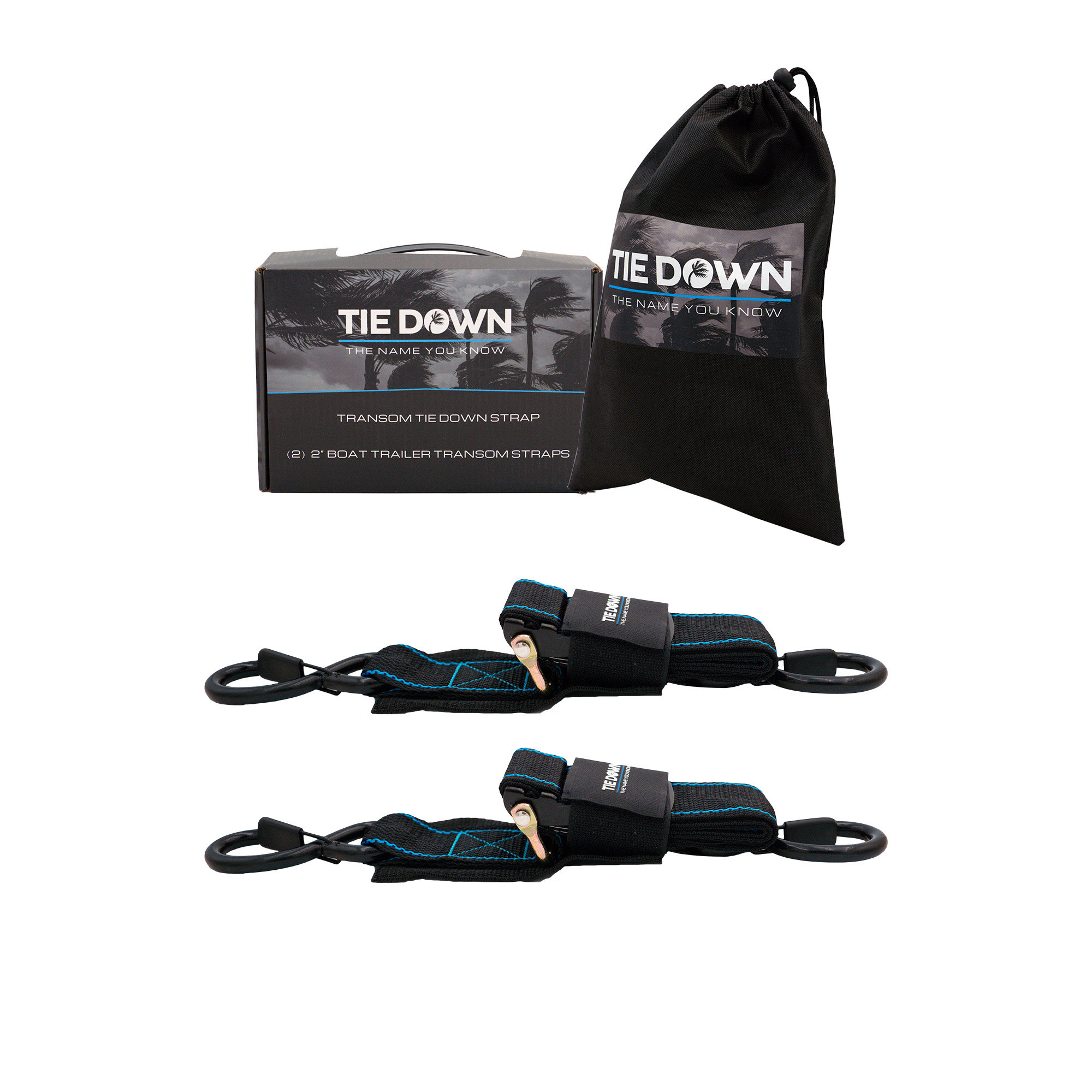 Tie Down 2 in. x48 in. Black Boat Transom Strap, 2-Pack Kit - 1206lbs ...