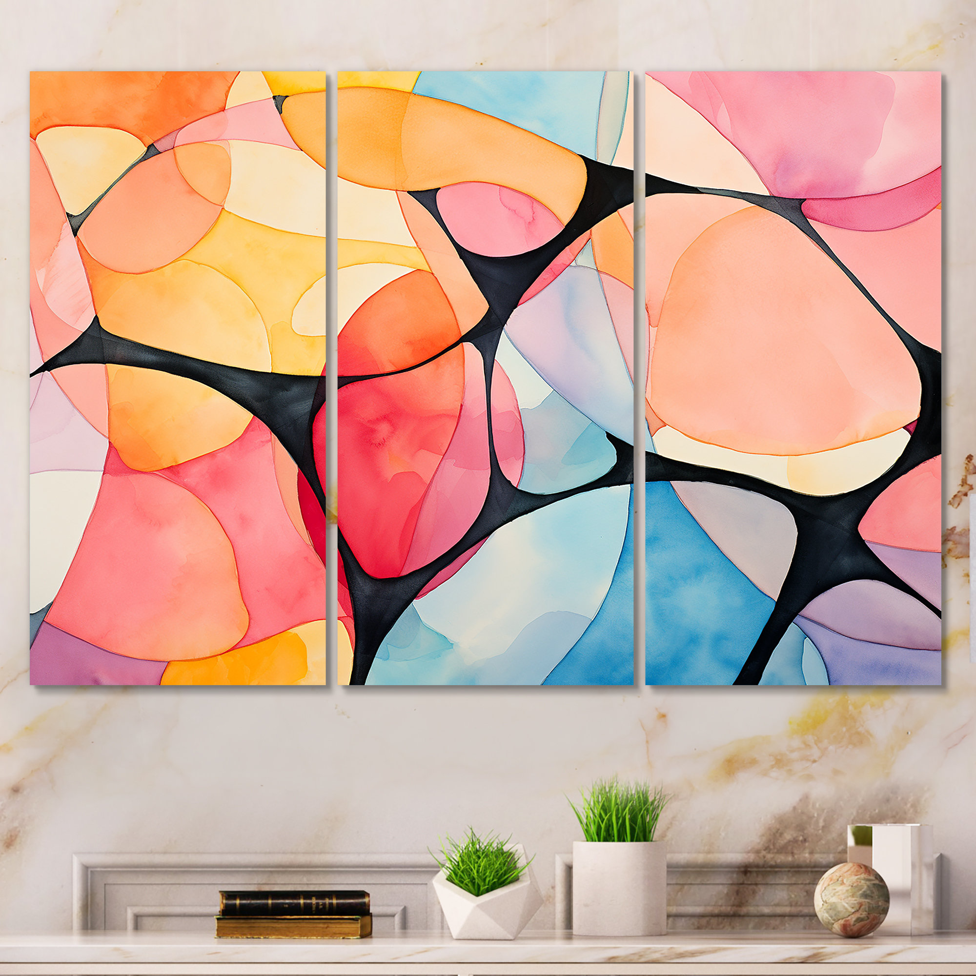 Ivy Bronx Geometric Soft Colors Tiles III - Geometric Wall Art | Wayfair