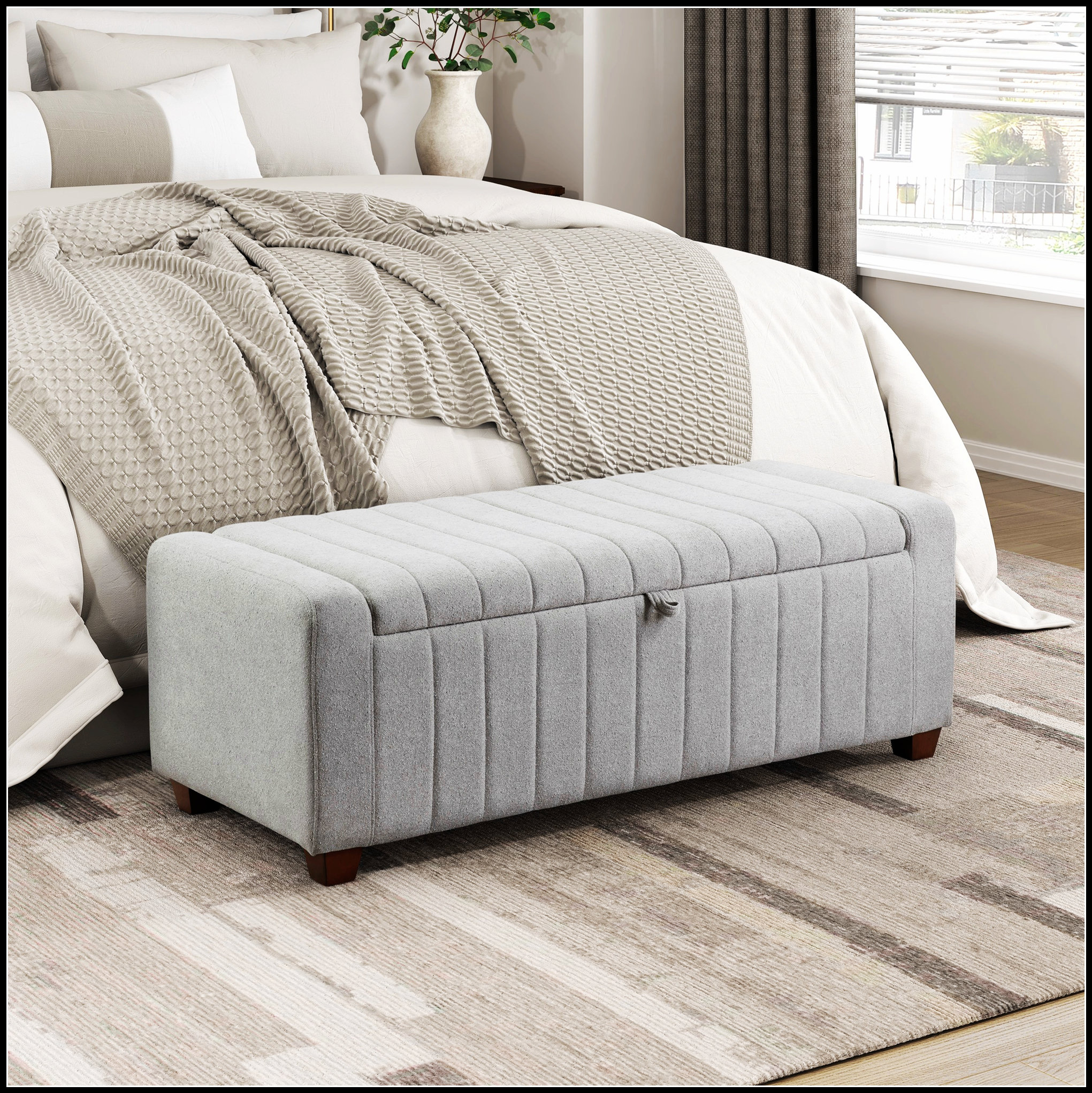 Wildon Home® Contemporary Upholstered Bench with Internal Storage 1pc ...