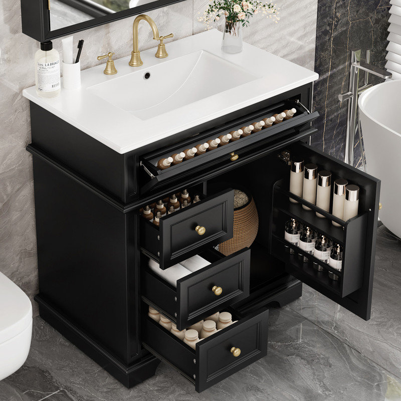 Ebern Designs Bathroom Vanity with Sink, Soft-Close Storage Cabinet ...