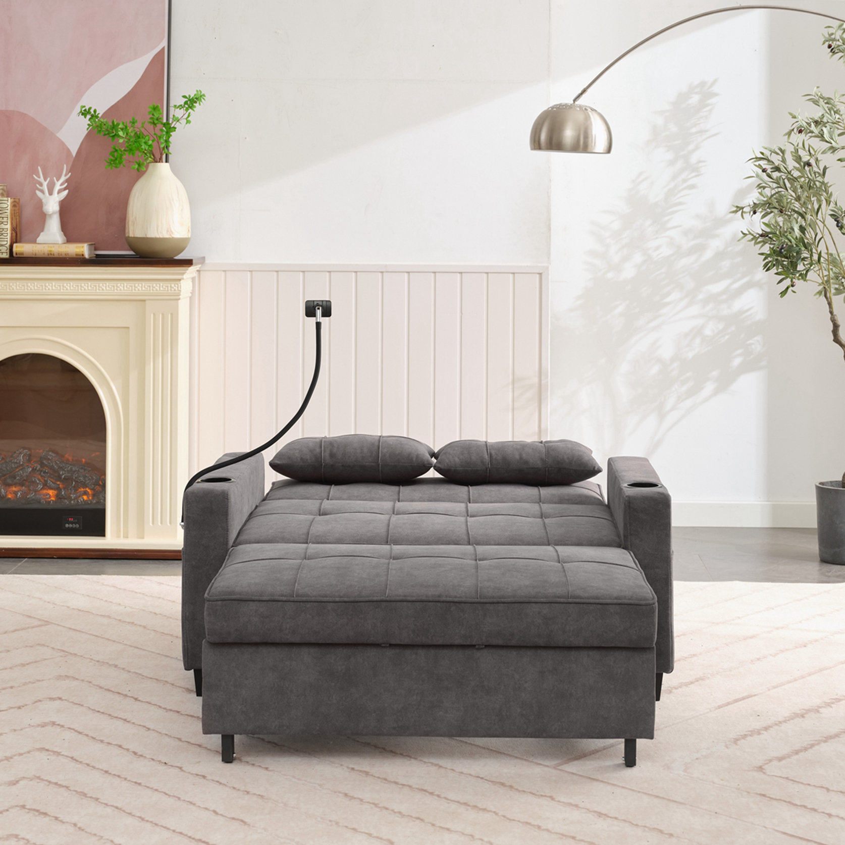 Latitude Run® Futon Chair Bed Convertible Chair 3-in-1 Pull Out Sleeper ...