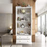 Winston Porter Display Cabinet With Tempered Glass Door And 2 Drawers ...
