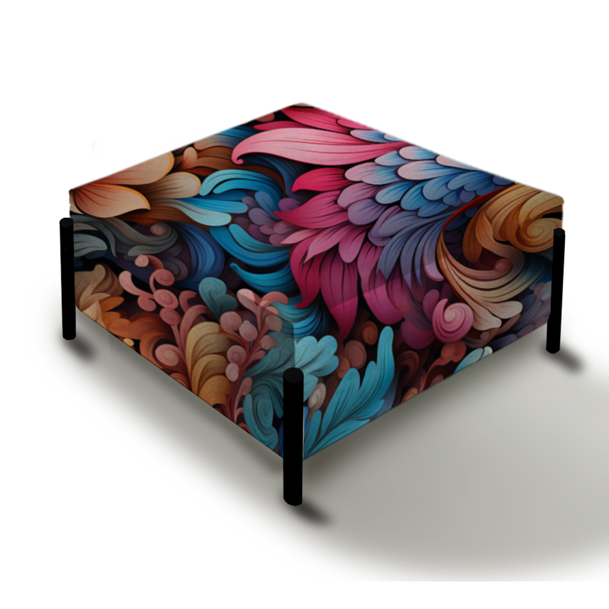 Design Art Retro Revival Paisley Pattern - Paisley Large Square Ottoman ...