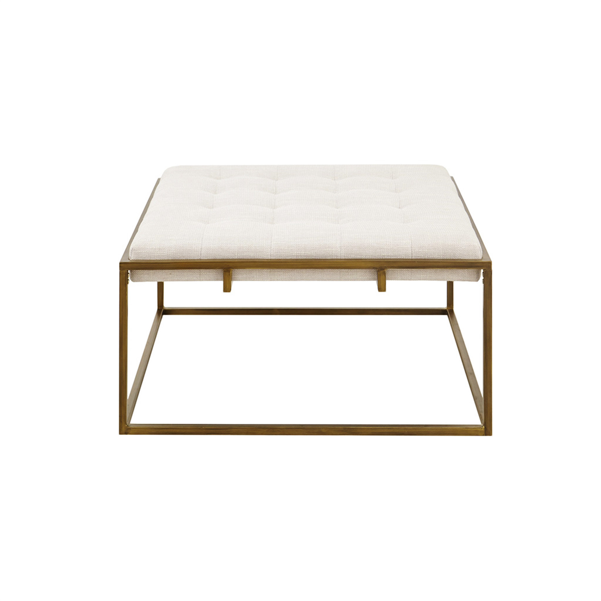 Hokku Designs Square Shape Button-Tufted Upholstered Metal Base Ottoman ...