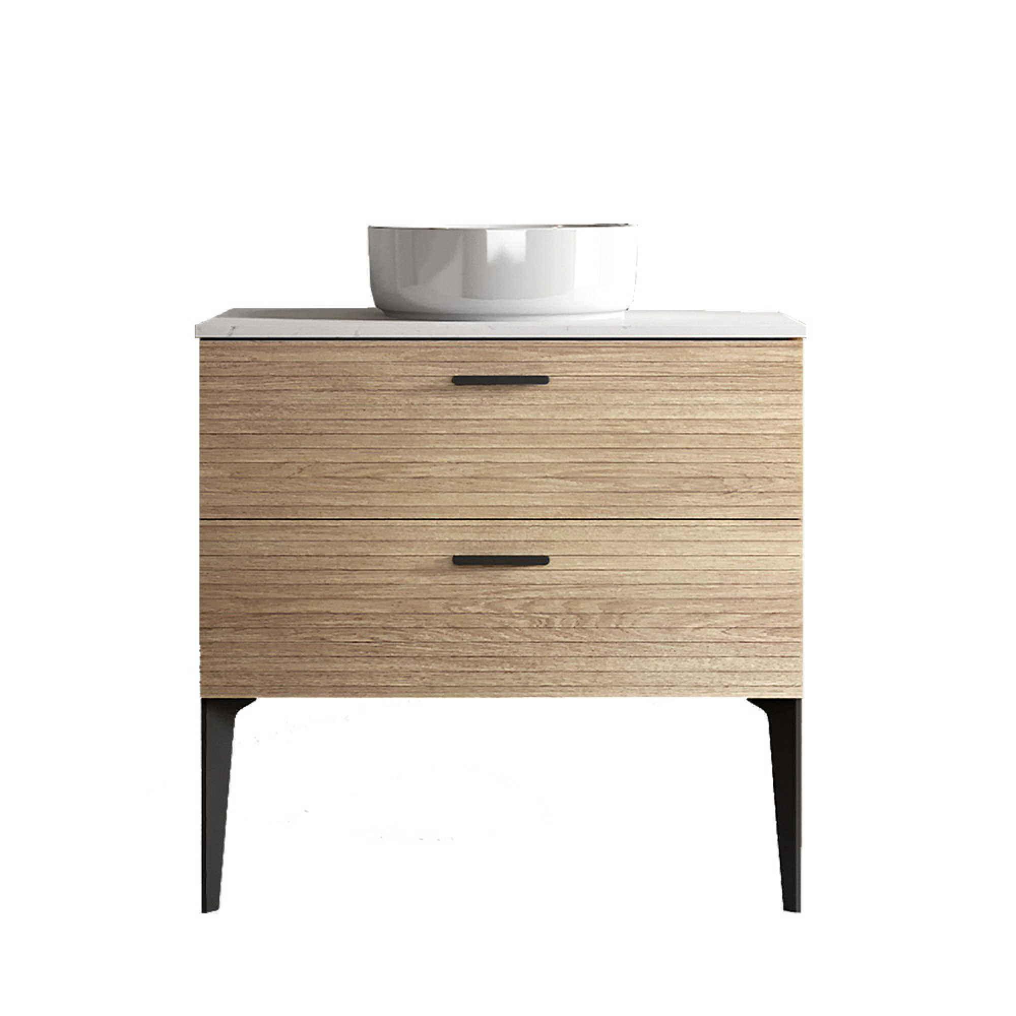 Wrought Studio™ 30" Striped Oak Bathroom Vanity with Ceramic Sink ...