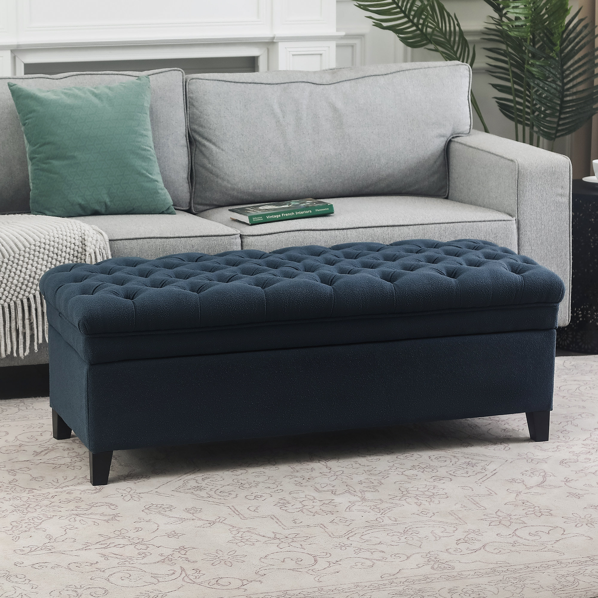 Charlton Home® Rodrick 47'' Wide Tufted Rectangle Storage Ottoman ...