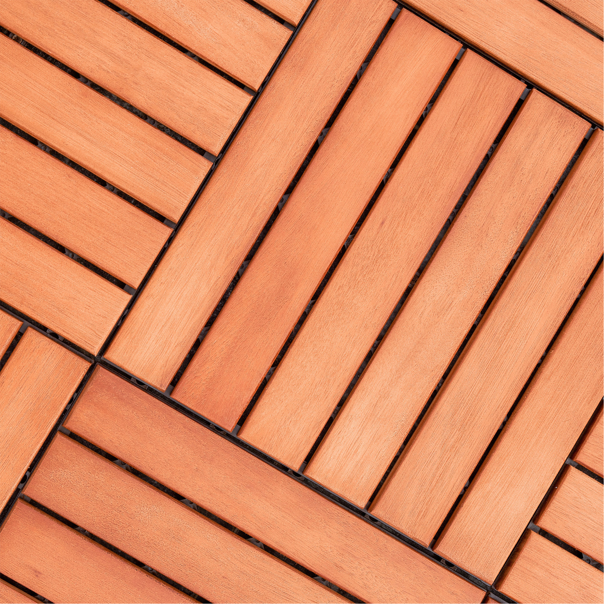 YUETAODIANZI Kaia 6-Slat Reddish Brown Wood Interlocking Deck Tile (Set ...