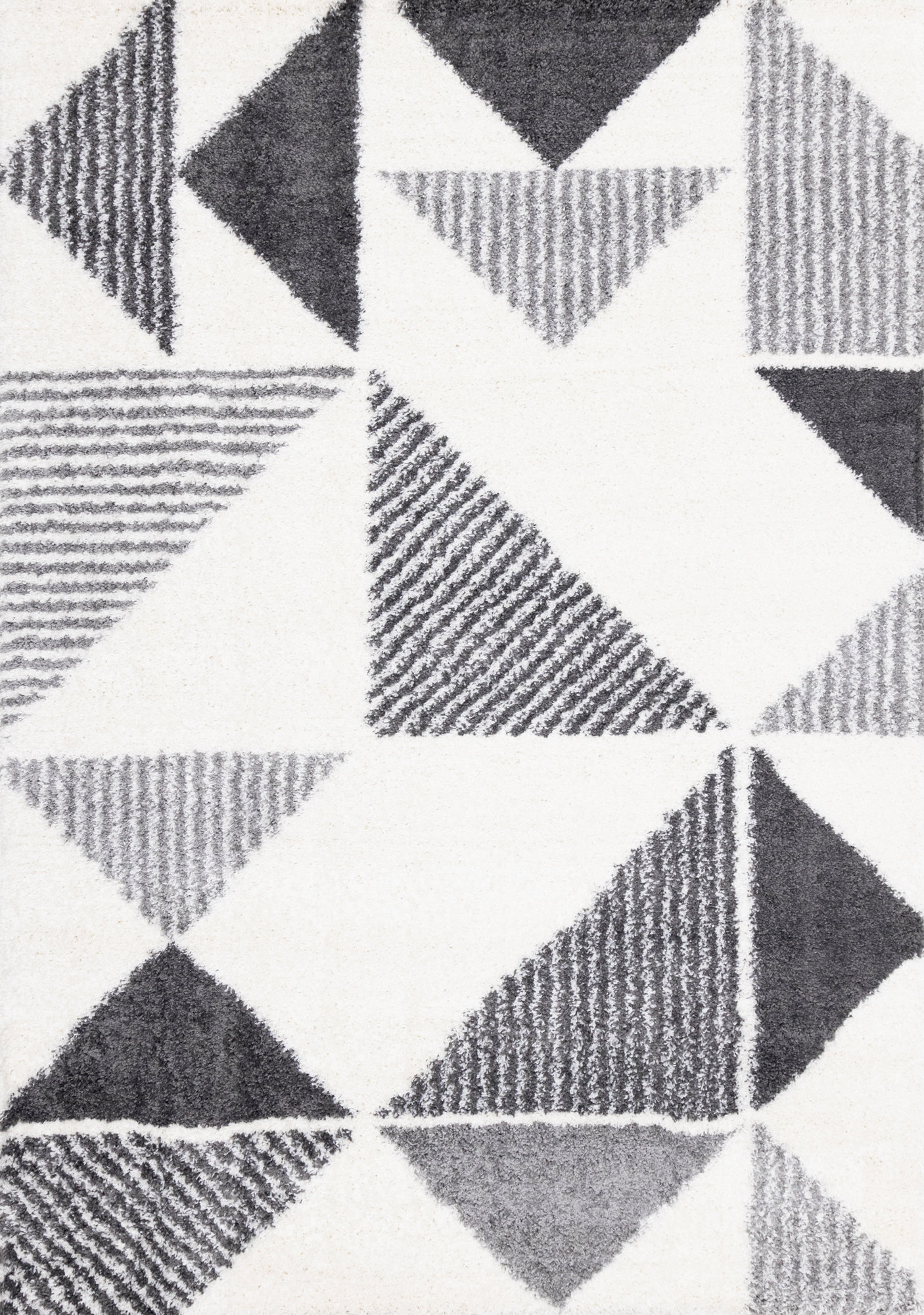 Latitude Run® Cozy Modern Geometric Grey White Area Rug | Wayfair