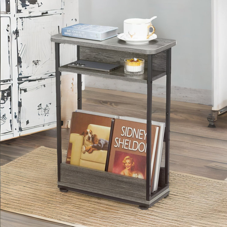 Rafaelo Mobilia Industrial Rustic 3 Tier Side Table With Magazine Rack ...