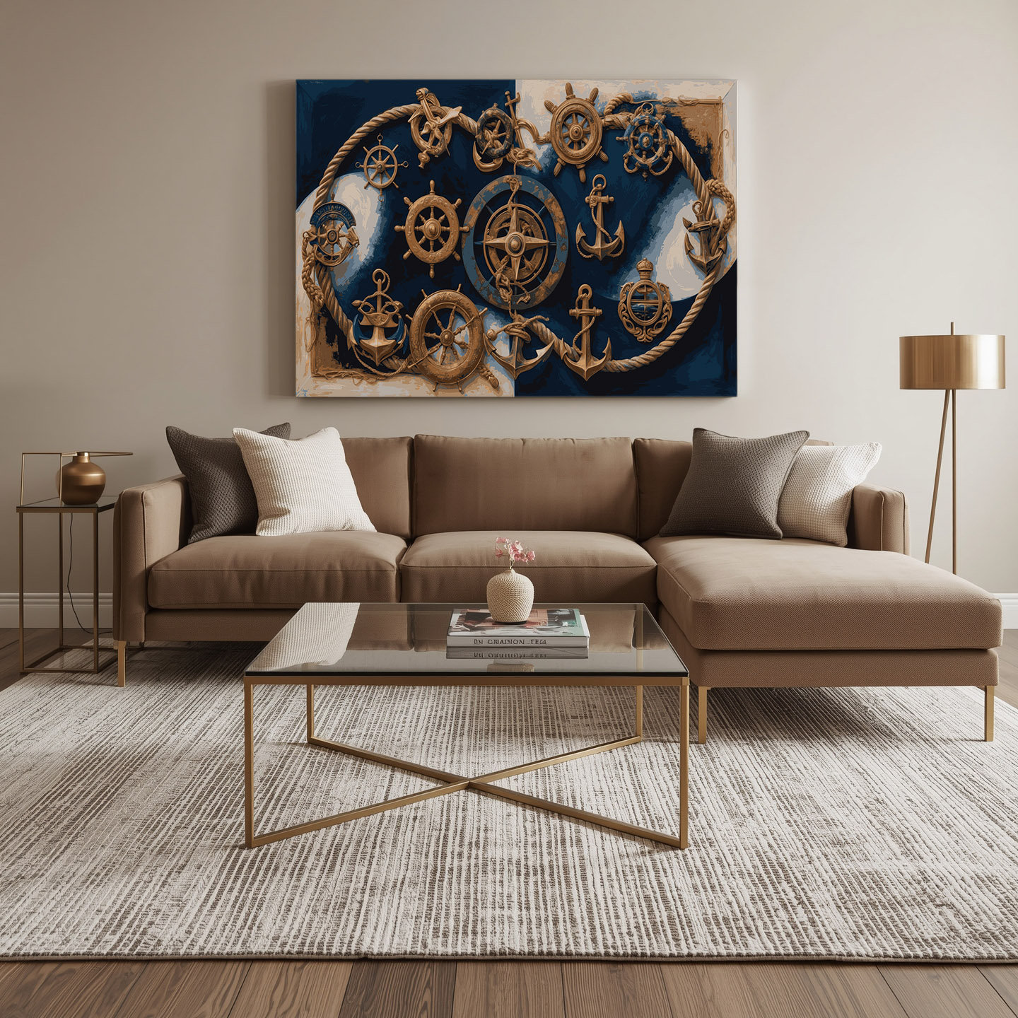 Breakwater Bay Nautical Traditional Emblems Grey Canvas Wall Art ...
