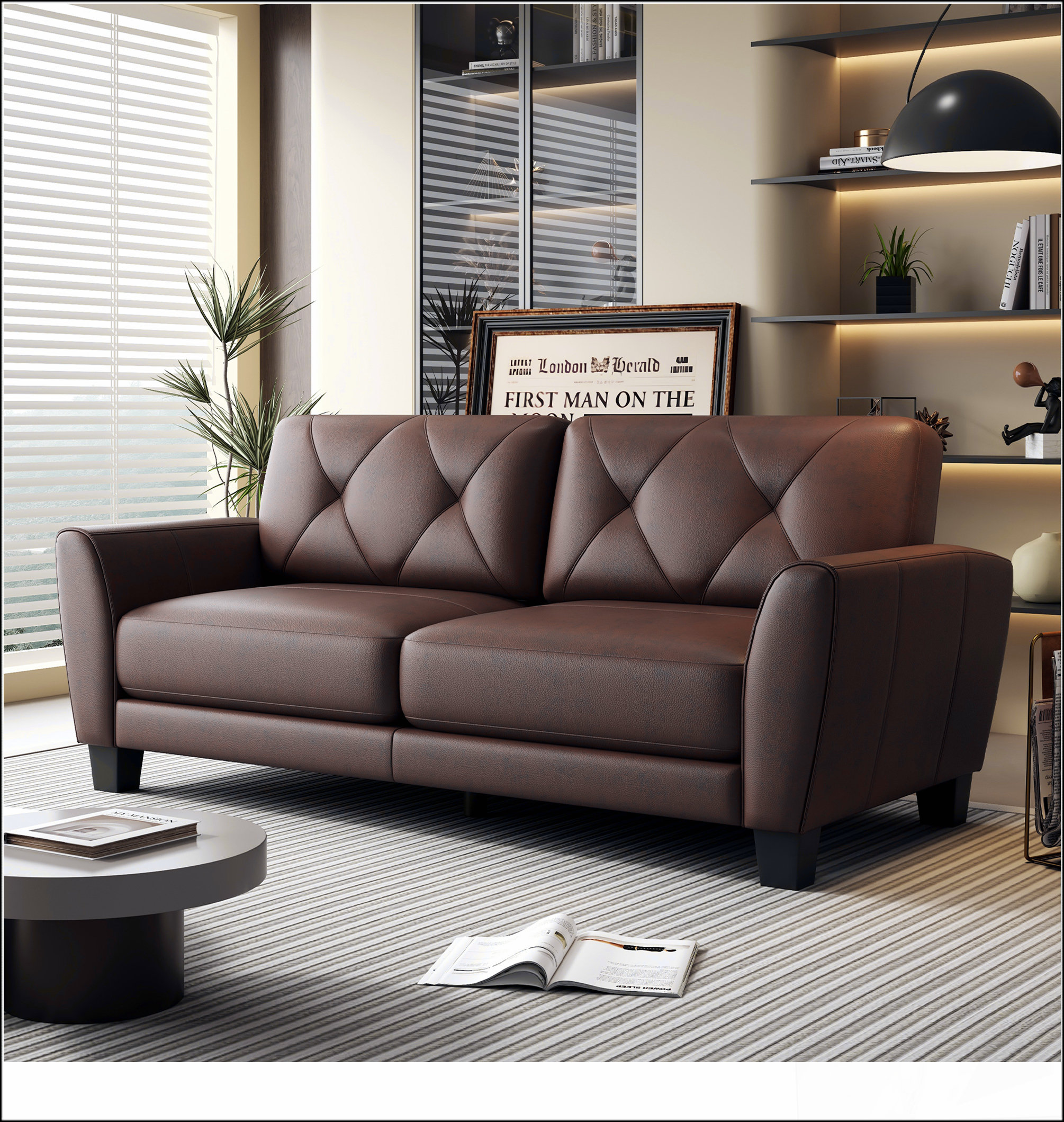 Latitude Run® 82" Genuine Leather match Two-Over-Two Sofa Living room ...