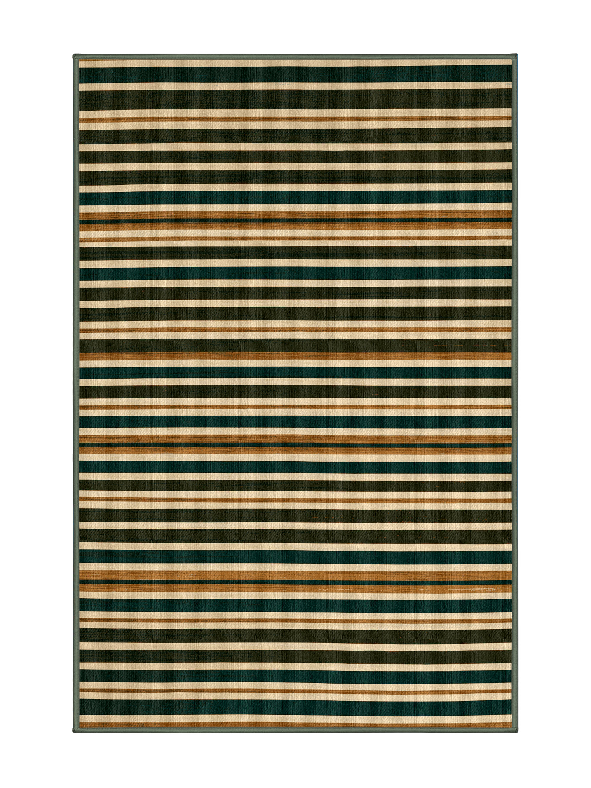 Dakota Fields Washable Hunter Green Cream Striped Area Rug | Wayfair