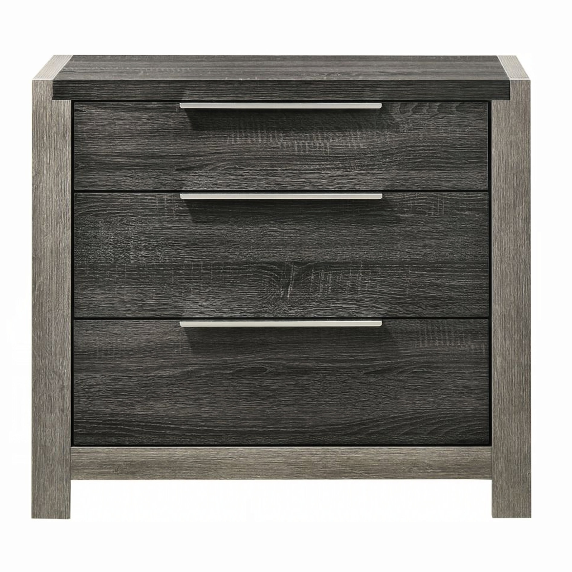 Hokku Designs Contemporary Two - Tone Gray 3 Drawer Bedside Table ...