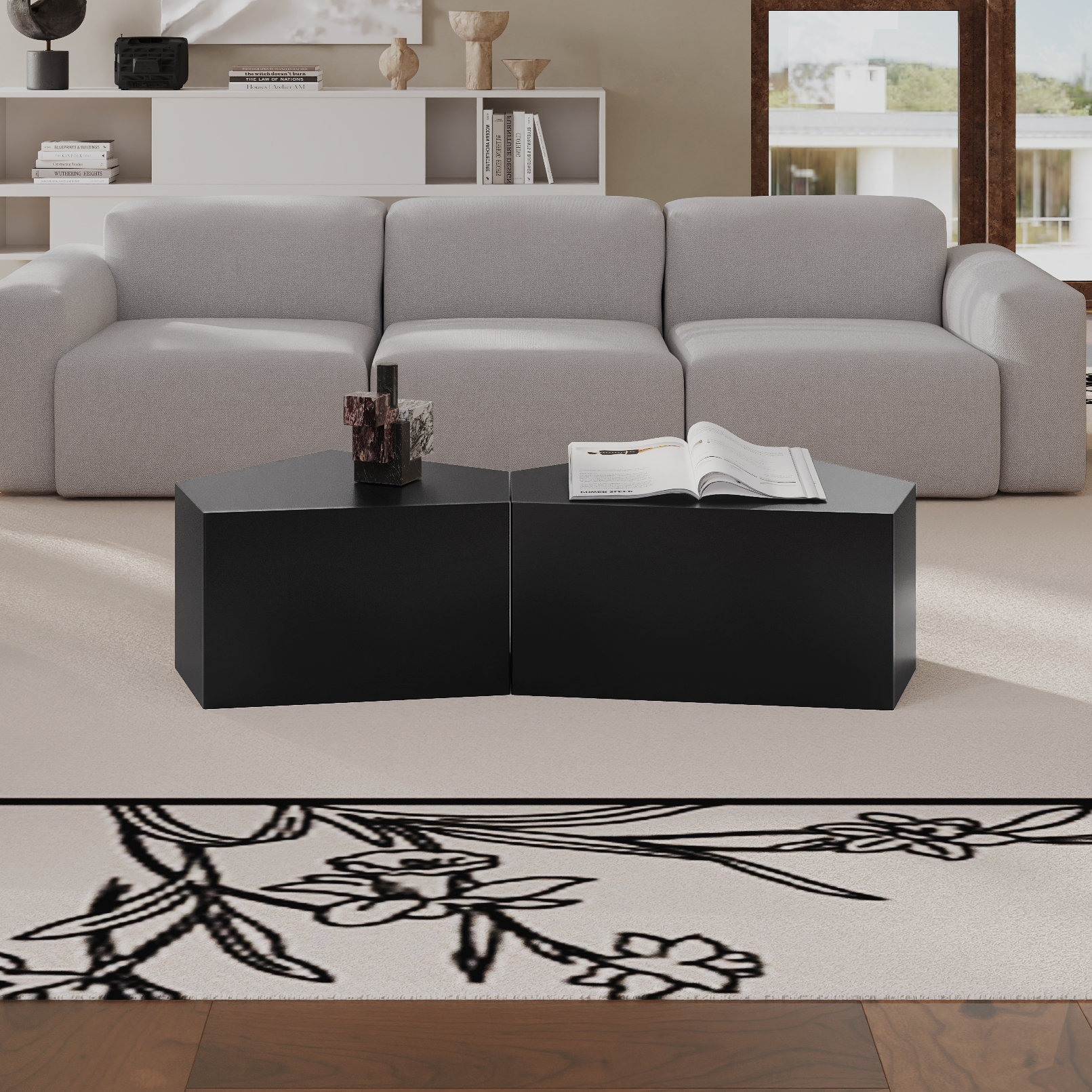 Ivy Bronx Irregular Pentagonal Coffee Table Set | Wayfair