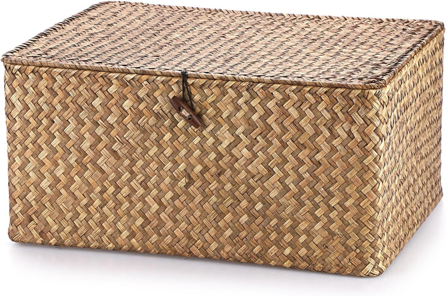 Bayou Breeze Wicker Shelf Baskets Bin With Lid, Handwoven Seagrass ...
