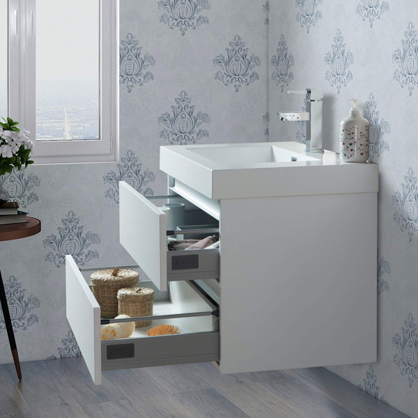 Orren Ellis Ussery 30" Wall-Mounted Single Bathroom Vanity Set ...