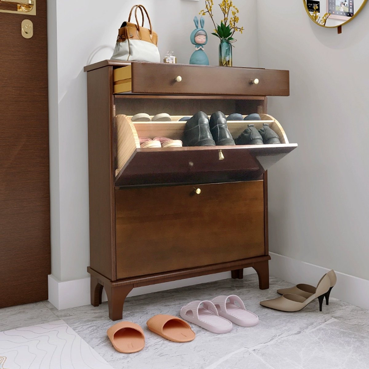 Red Barrel Studio® Black Solid wood Shoe Storage | Wayfair