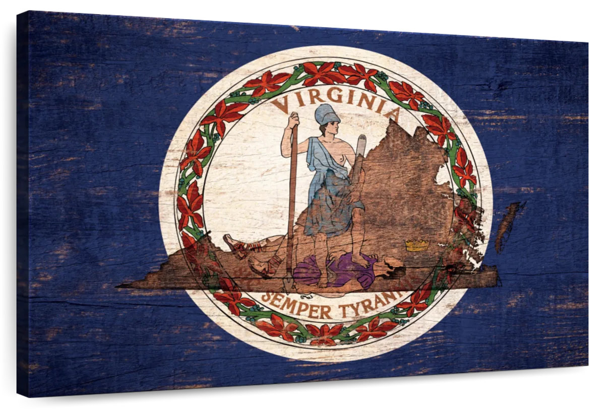 Ebern Designs Borges State Map Over Virginia Flag - Wayfair Canada