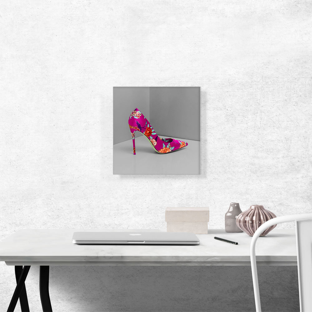 ARTCANVAS Pink Modern High Heels Shoe Stiletto Flower Pattern - Wrapped ...