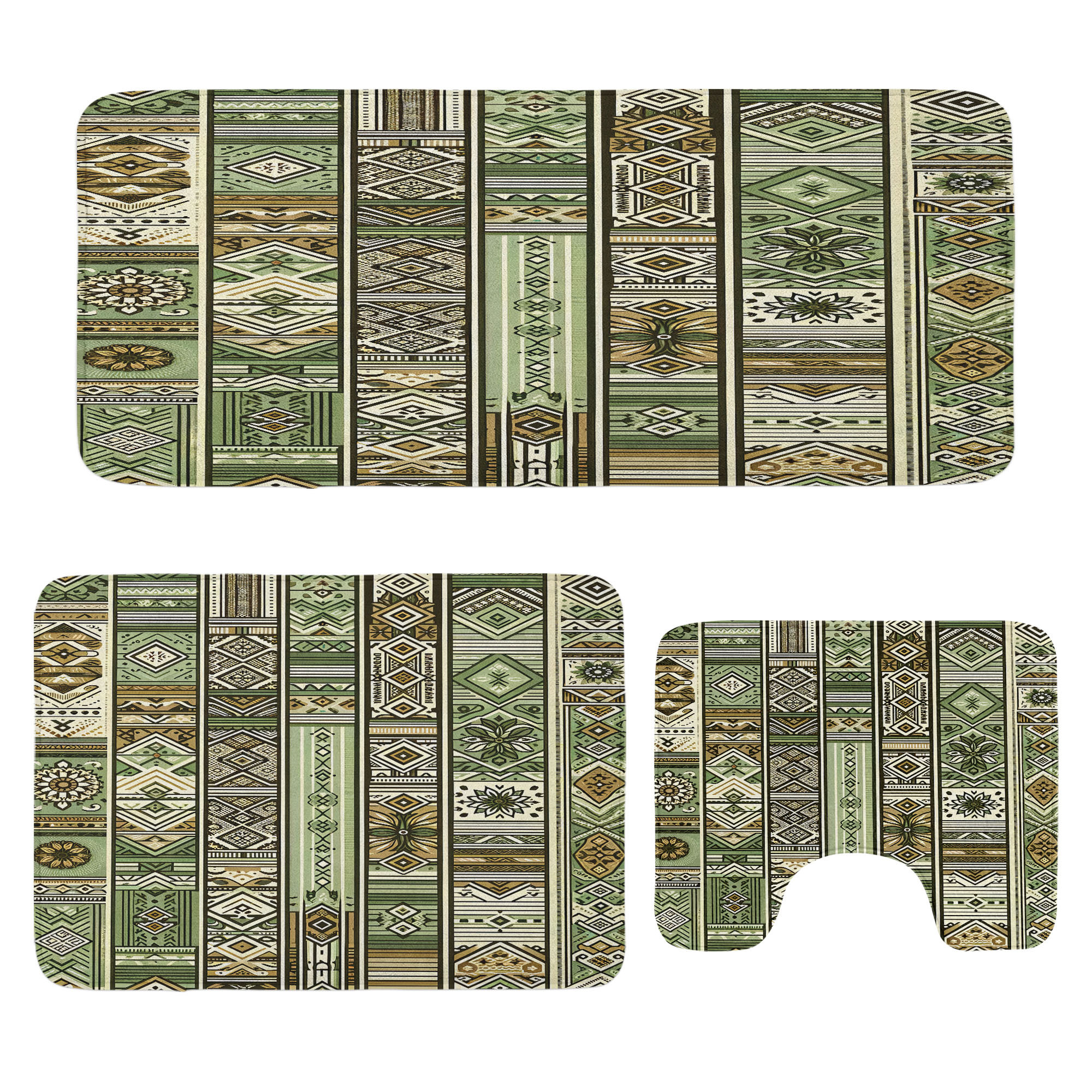 Dakota Fields Southwestern Bathroom Rug Set 3 Pieces U-Shape ...