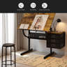 Inbox Zero Adjustable Drafting Drawing Table With Stool And 3 Drawers ...