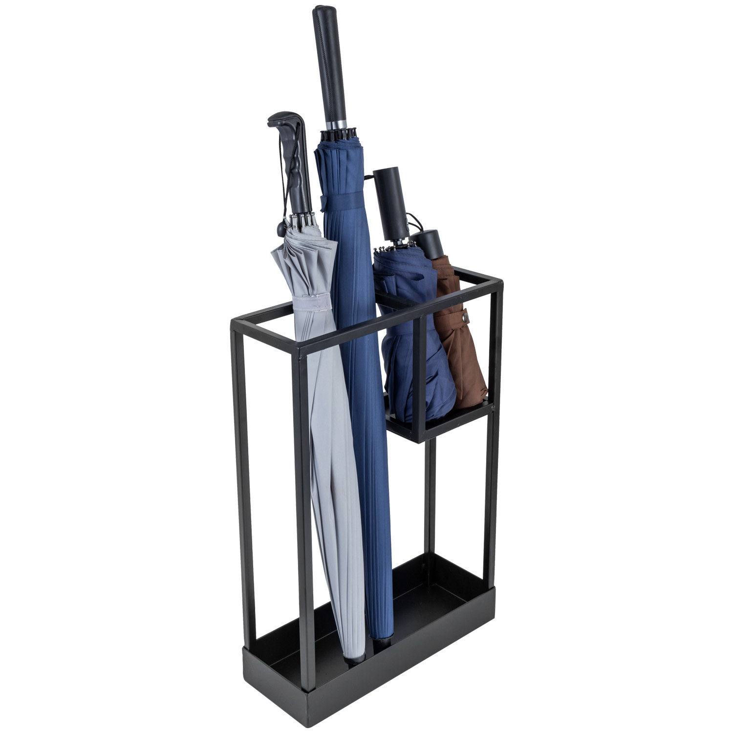 Latitude Run® Freestanding Black 2 Tiers Umbrella Stand Rack | Wayfair