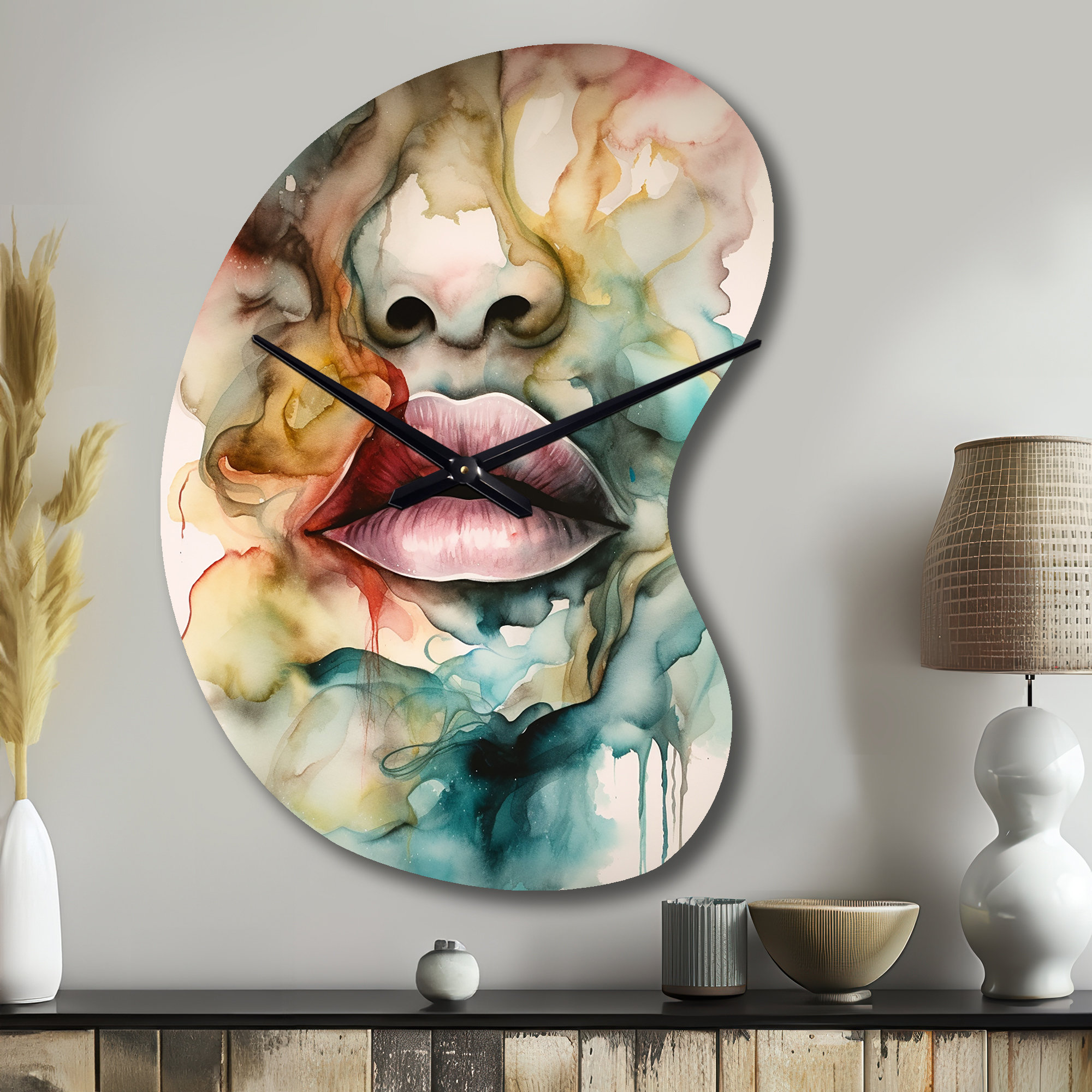 Design Art Colorful Lips - Fashion Woman Irregular Shape Metal Wall ...