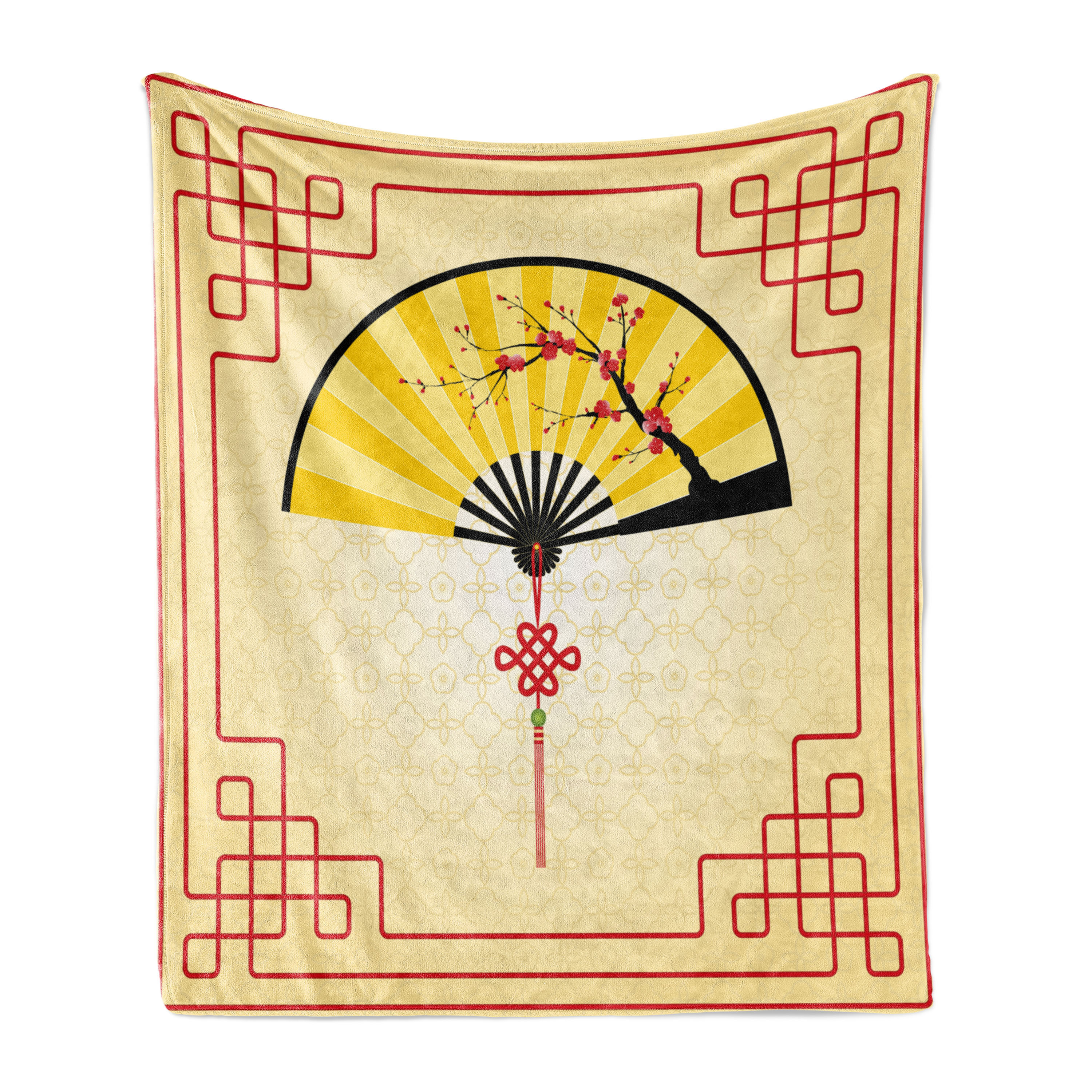 Ambesonne Japanese Fleece Throw Blanket Cherry Blossom Orient Sand ...