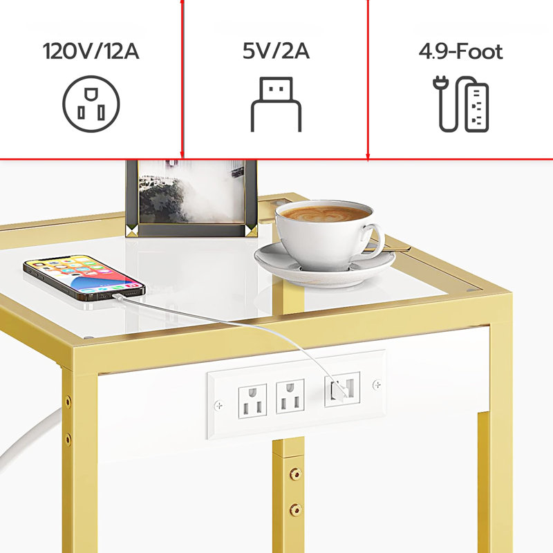 Mercer41 Side Table with Charging Station | Wayfair
