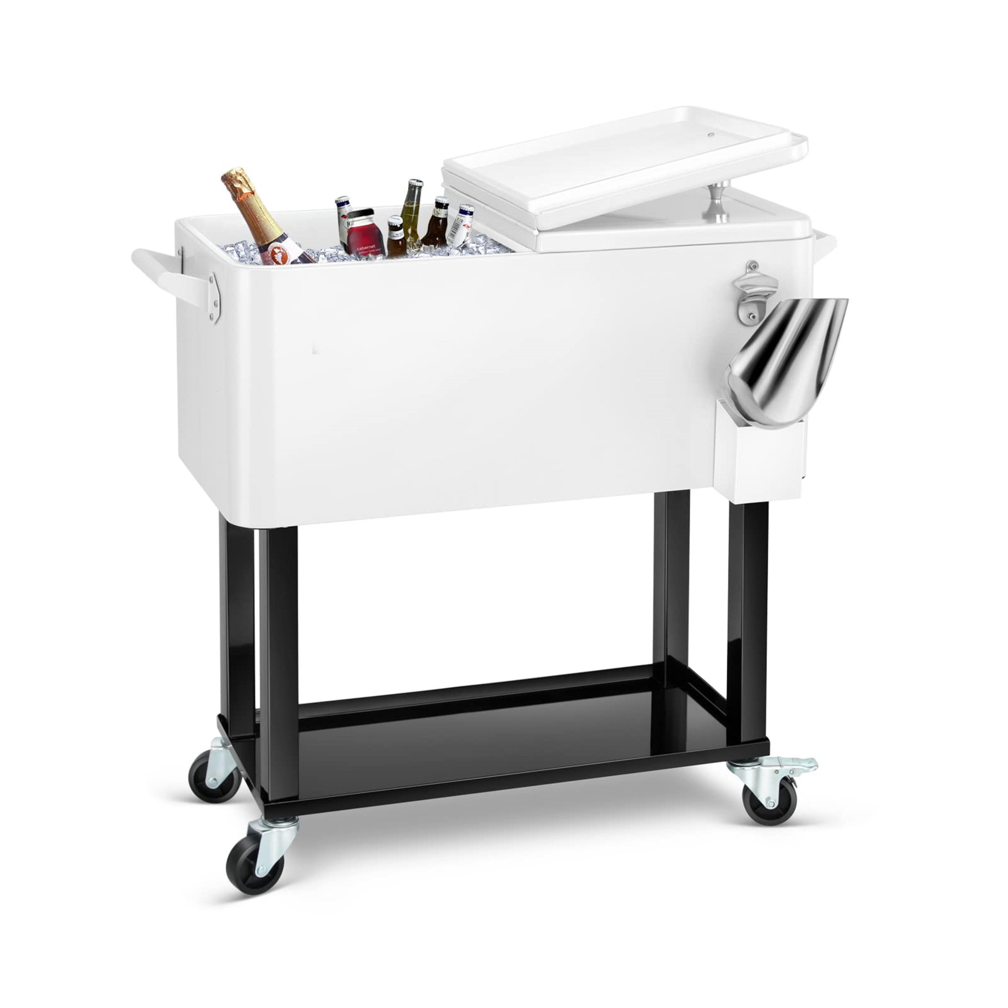 Blooming 80 Quart Rolling Freezer Refrigerator Cart With Ice Scoop ...